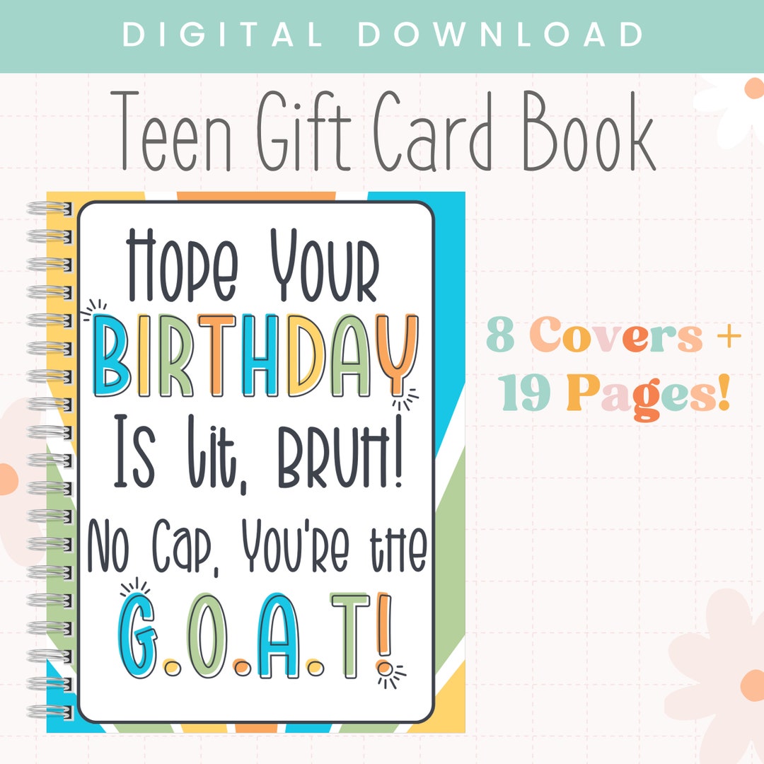 Printable Teen Boy Happy Birthday Gift Card Book | Gifts for Teen Boys ...