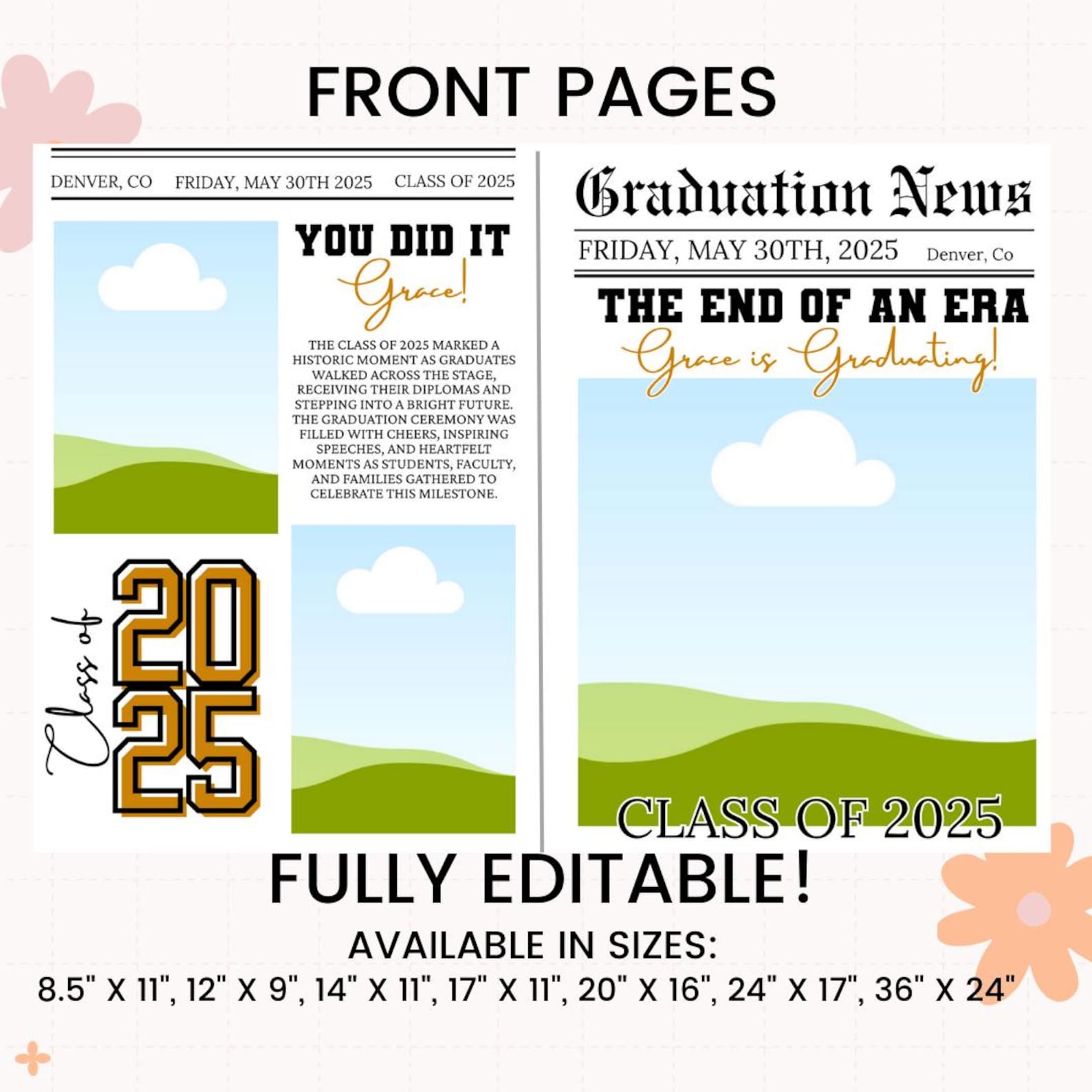 Graduation Newspaper Template | Grad Newspaper Template | Canva ...