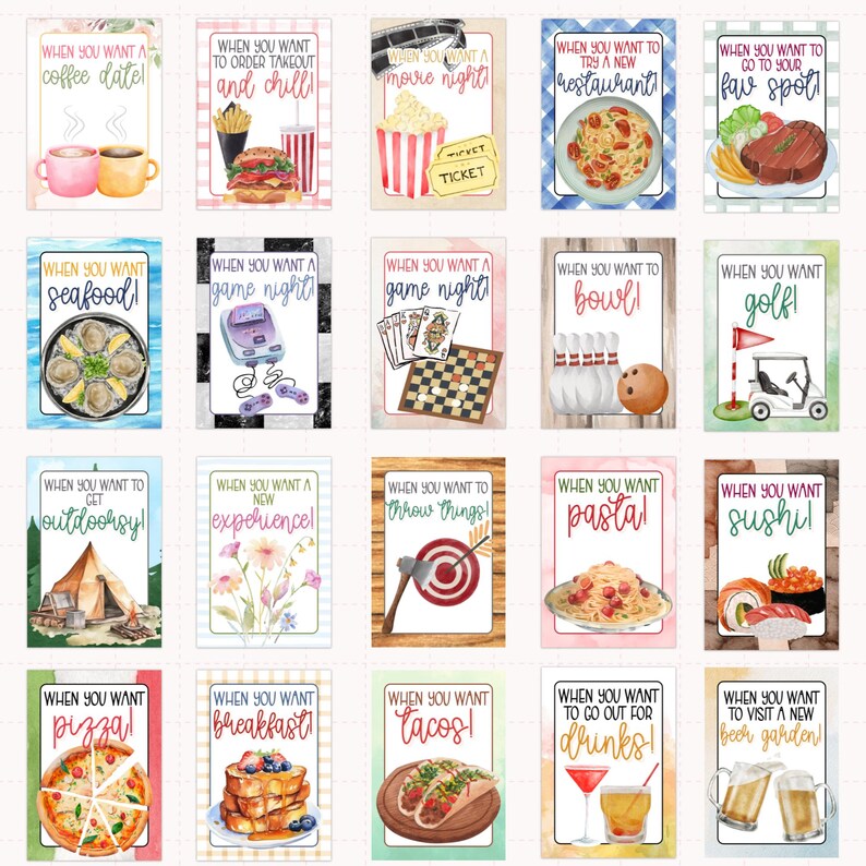 Printable Date Night Gift Card Book | Bridal Shower Gifts | Honeymoon ...