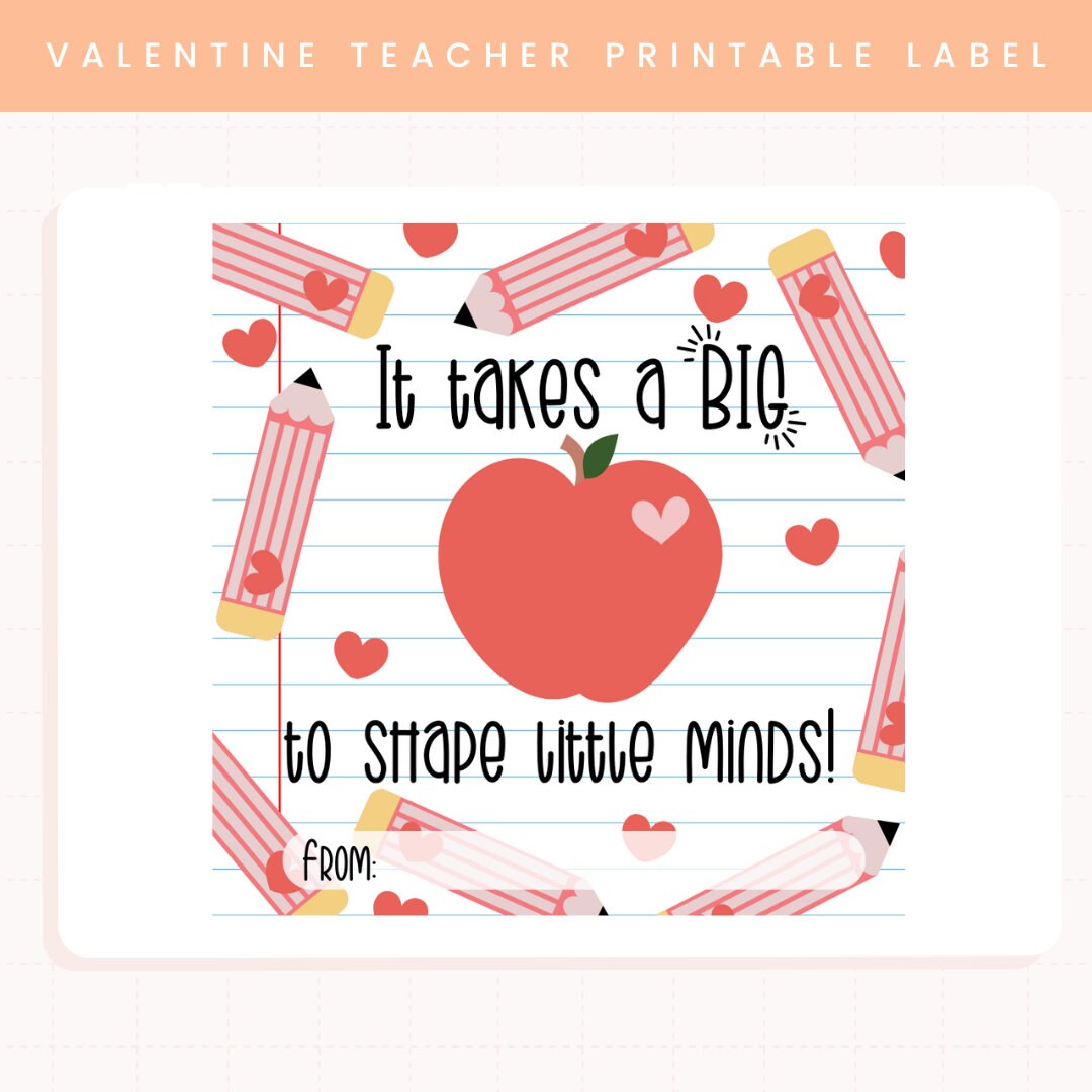 Valentine Teacher Gift Tag Printable | Valentine's Day Teacher Gifts ...