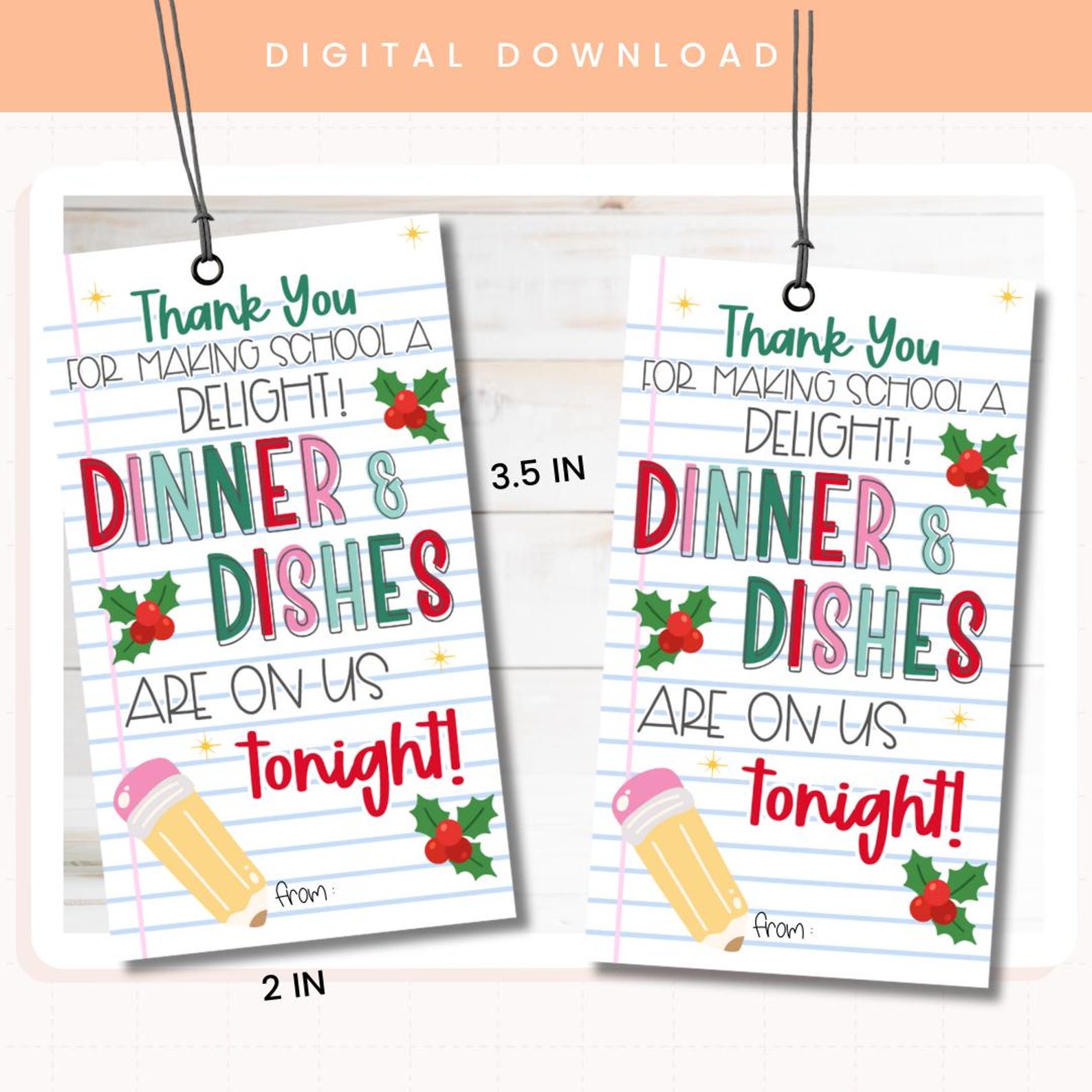 Printable Dinner & Dishes Gift Tag | Teacher Appreciation Week | Back ...
