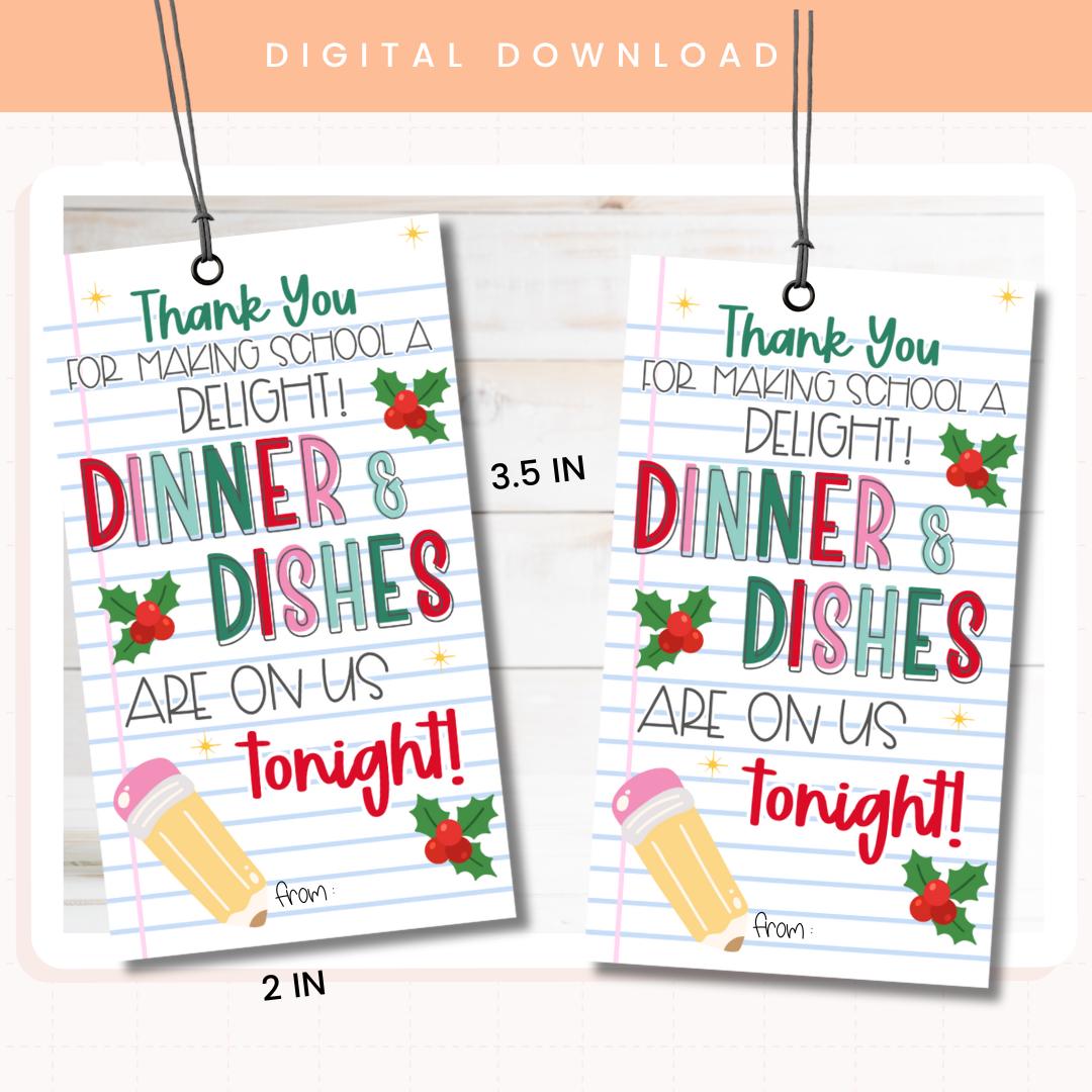 Printable Dinner & Dishes Gift Tag | Teacher Appreciation Week | Back ...