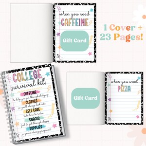 Printed Rainbow College Survival Kit Gift Card Book | College Care ...