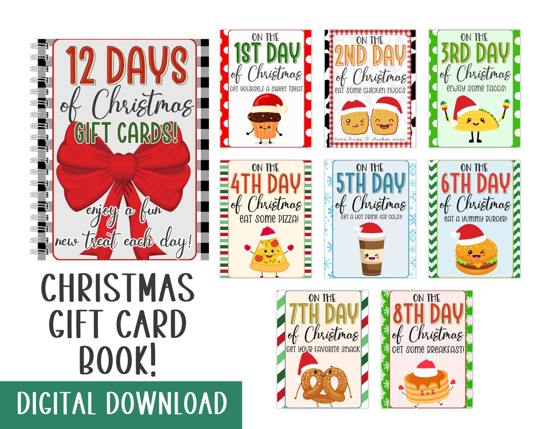 Printable Christmas Food Gift Card Book | Christmas Gift Card Holder ...