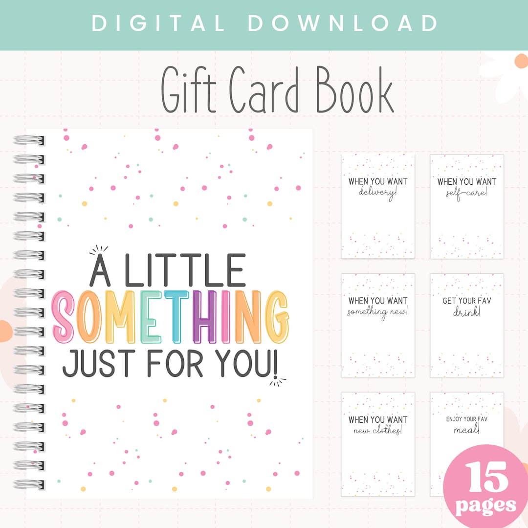 Printable Gift Card Book | Teen Gift Card Book | Adult Gift Card Book ...
