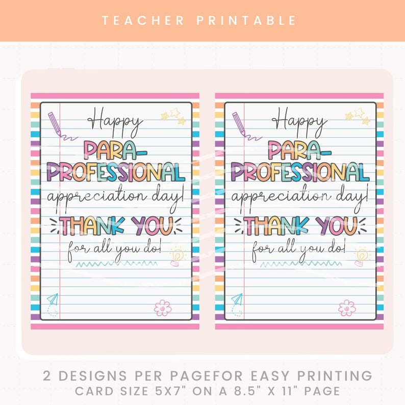 Printable Paraprofessional Appreciation Gift Card Holder | Para ...