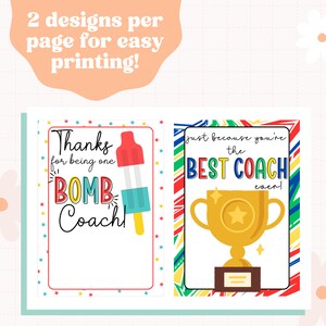 Printable Coach Gift Card Holder Bundle | Coach Appreciation Gift | End ...