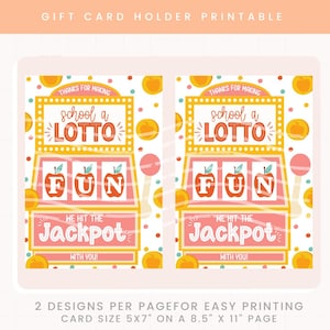 Printable Lotto Teacher Appreciation Holder | Teacher Week Gift ...