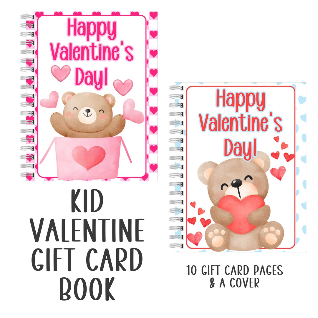 Printed Valentine Kid Tween Gift Card Book Teen Girl Gifts Teen Boy ...