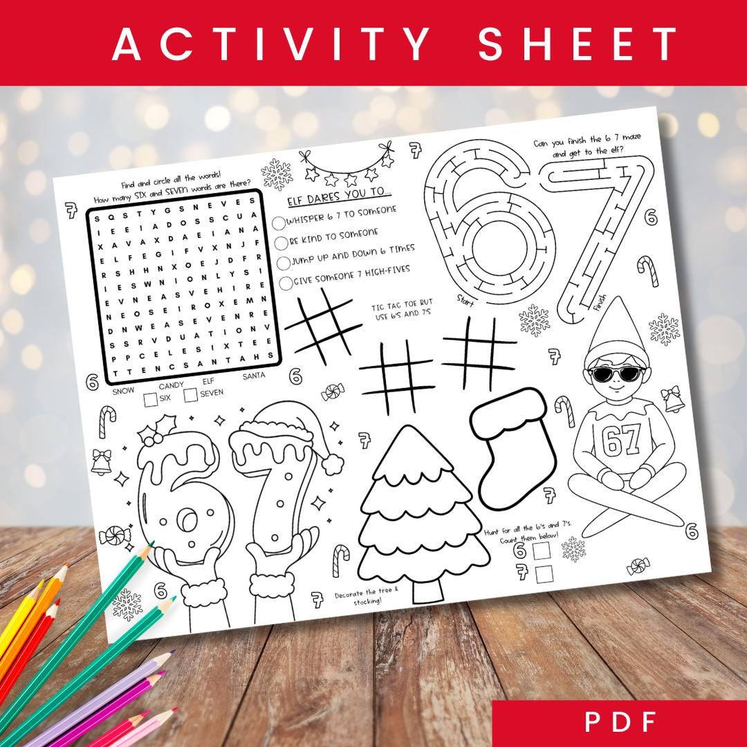 Elf 67 Coloring Activity Sheet | Funny Elf Ideas | 67 Elf Worksheet ...