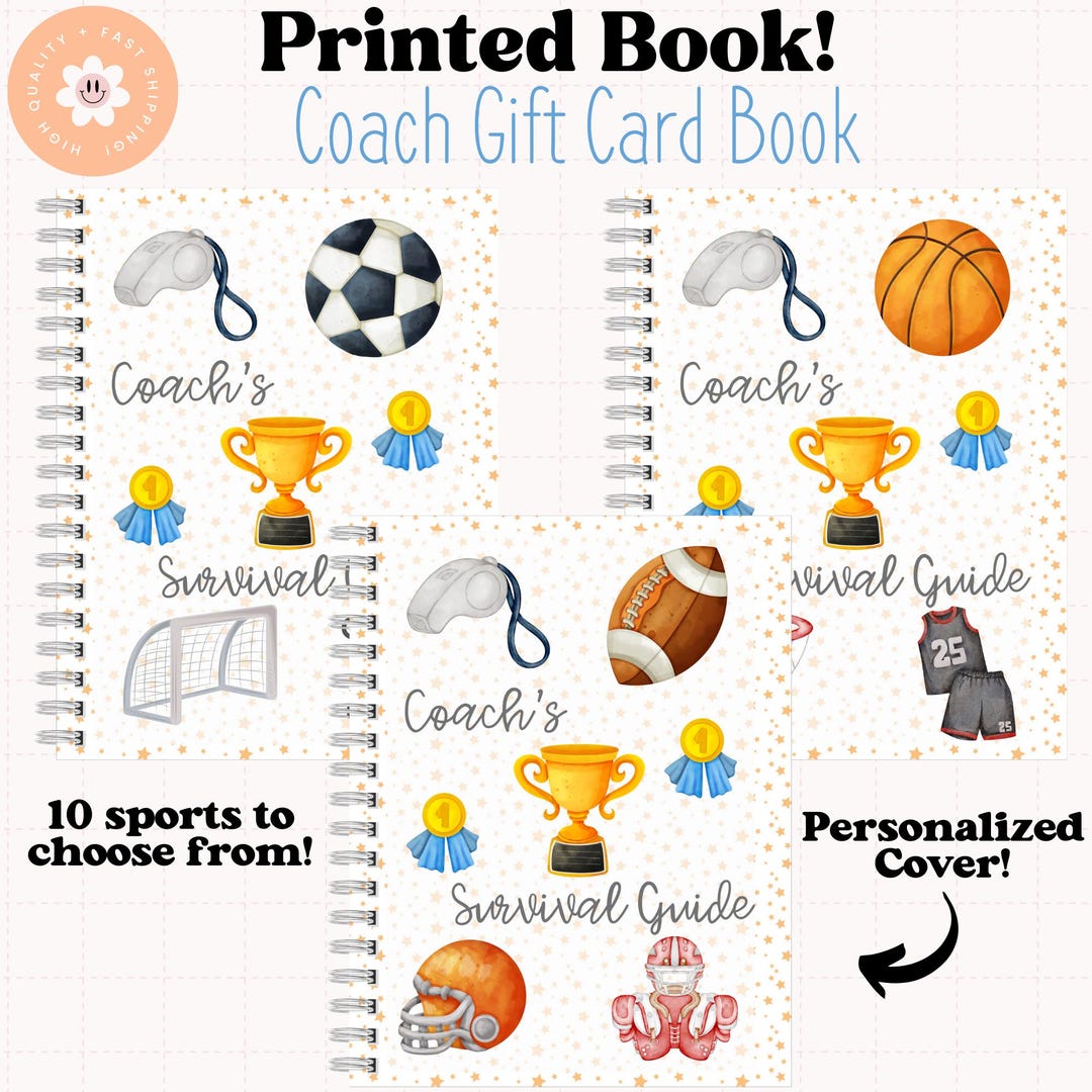 Printed Coach Gift Card Book | Coach Appreciation | Coach End of Season ...