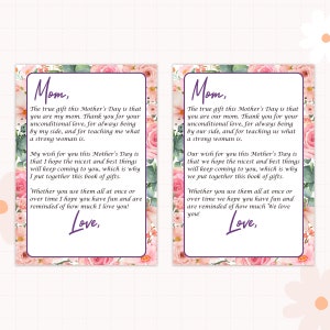 Printable Mother's Day Gift Card Book | Gifts for Mom | Mother's Day ...