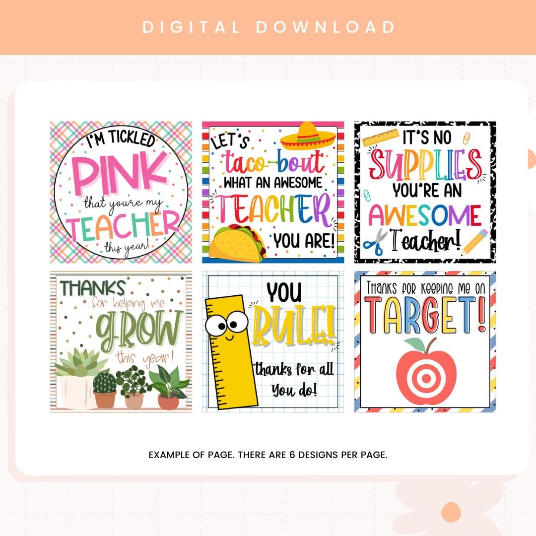 Printable 30 Teacher Appreciation Gift Tags | Teacher Gift Tags | First ...