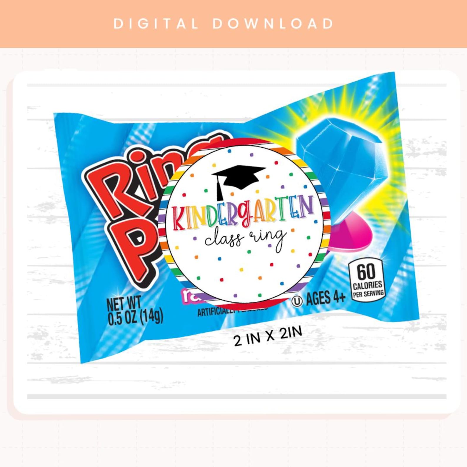 Kindergarten Class Ring Gift Tag | Candy Ring Gift Tag | Graduation ...