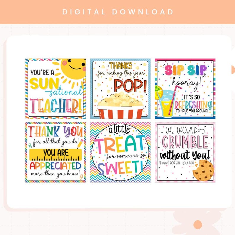 Printable 30 Teacher Appreciation Gift Tags | Teacher Gift Tags | First ...