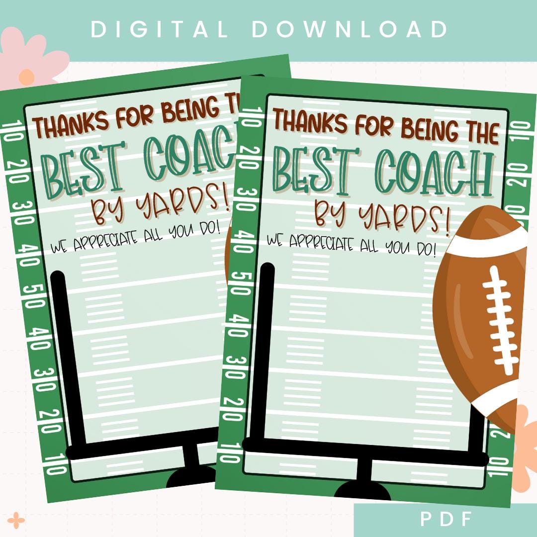 Printable Football Coach Gift Card Holder | Coach Appreciation Gift ...