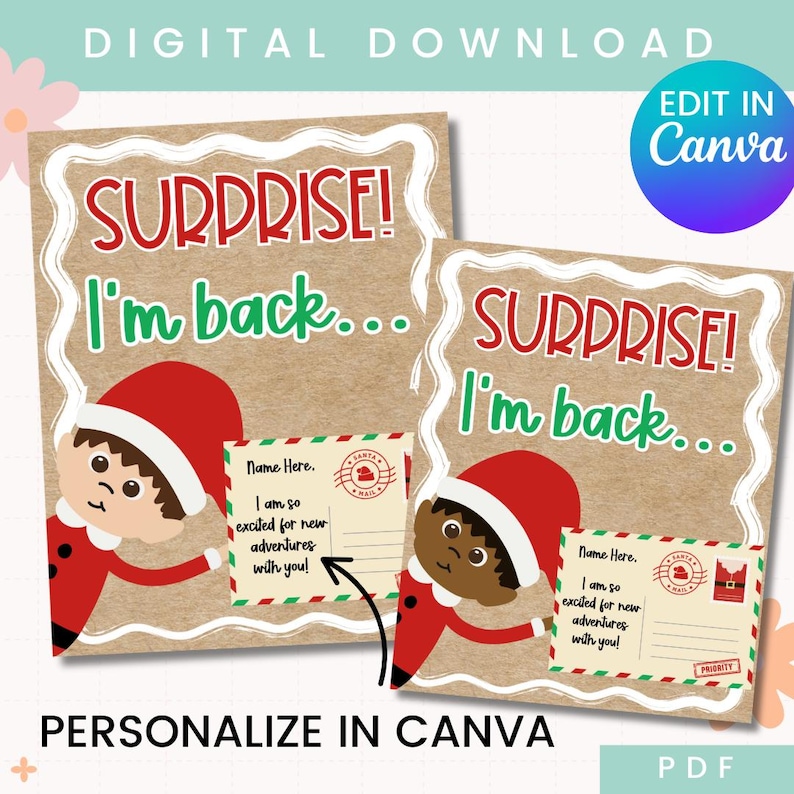 Welcome Elf Banner Template Bundle | Editable Canva Banner | Christmas ...