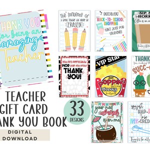 Printable Teacher Gift Card Holder Bundle Teacher Appreciation Gift End ...