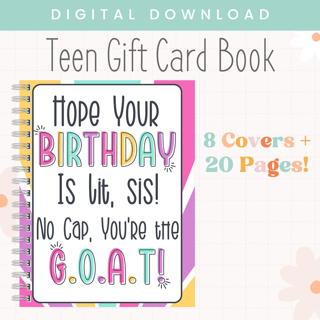 Printable Teen Girl Happy Birthday Gift Card Book | Gifts for Teen ...