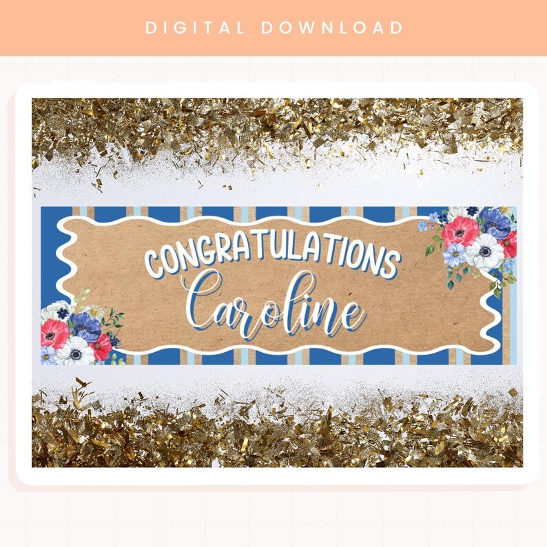 Editable Graduation Banner Template | Floral Banner | Graduation Party ...