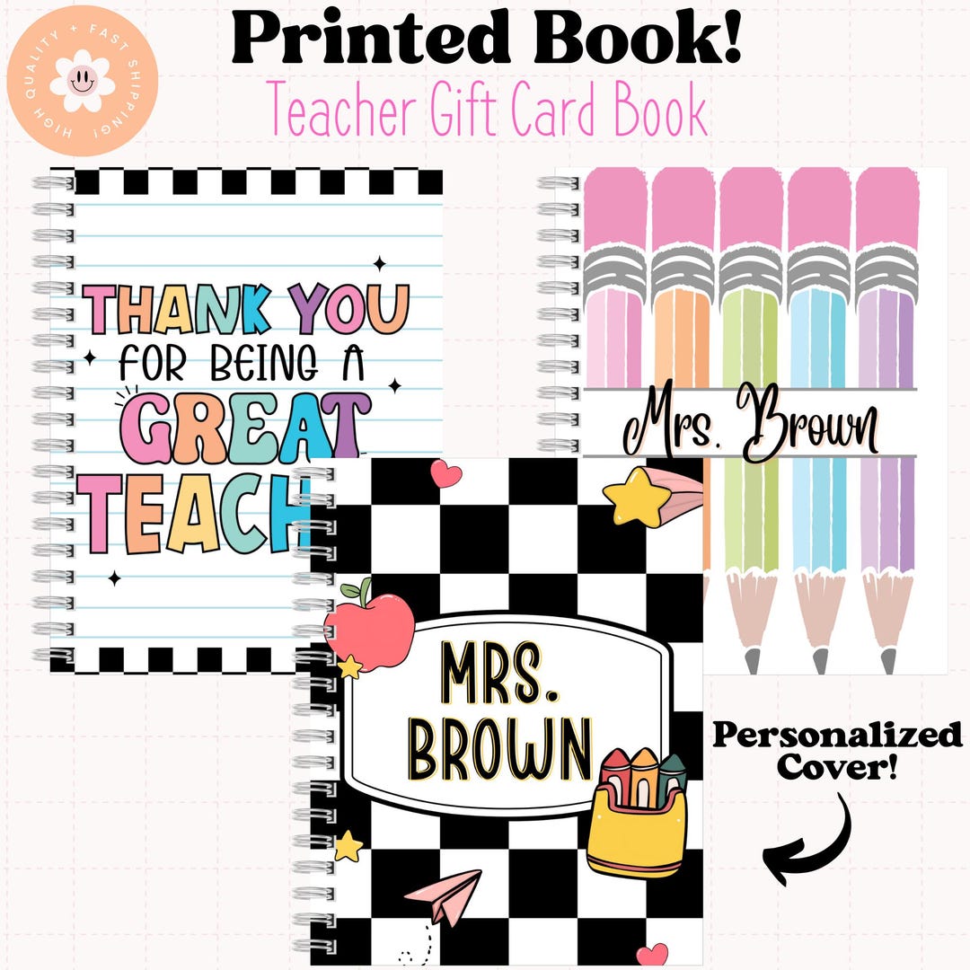 Printed Teacher Gift Card Book | Teacher Appreciation Week | Teacher ...