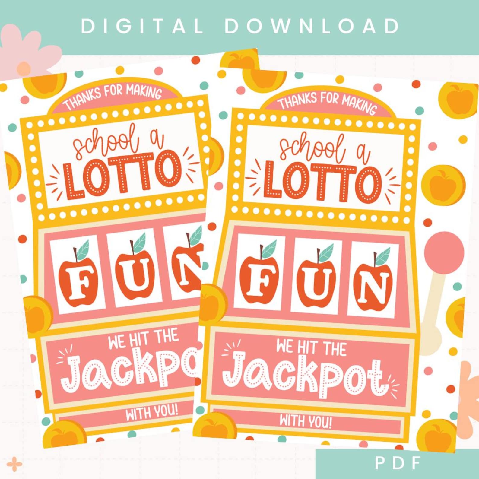 Printable Lotto Teacher Appreciation Holder | Teacher Week Gift ...