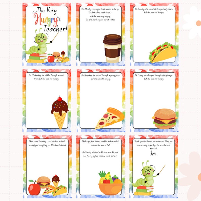 Printed the Very Hungry Teacher | Teacher Gift Card Book | Teacher ...