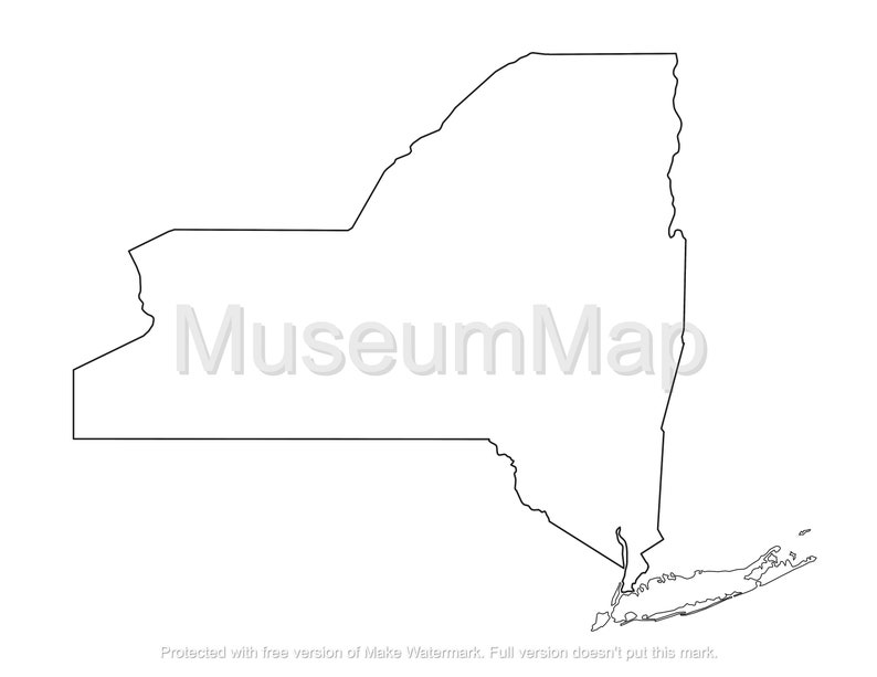 New York Map Svg Outline Includes Svg Eps Png Jpg Dxf - Etsy