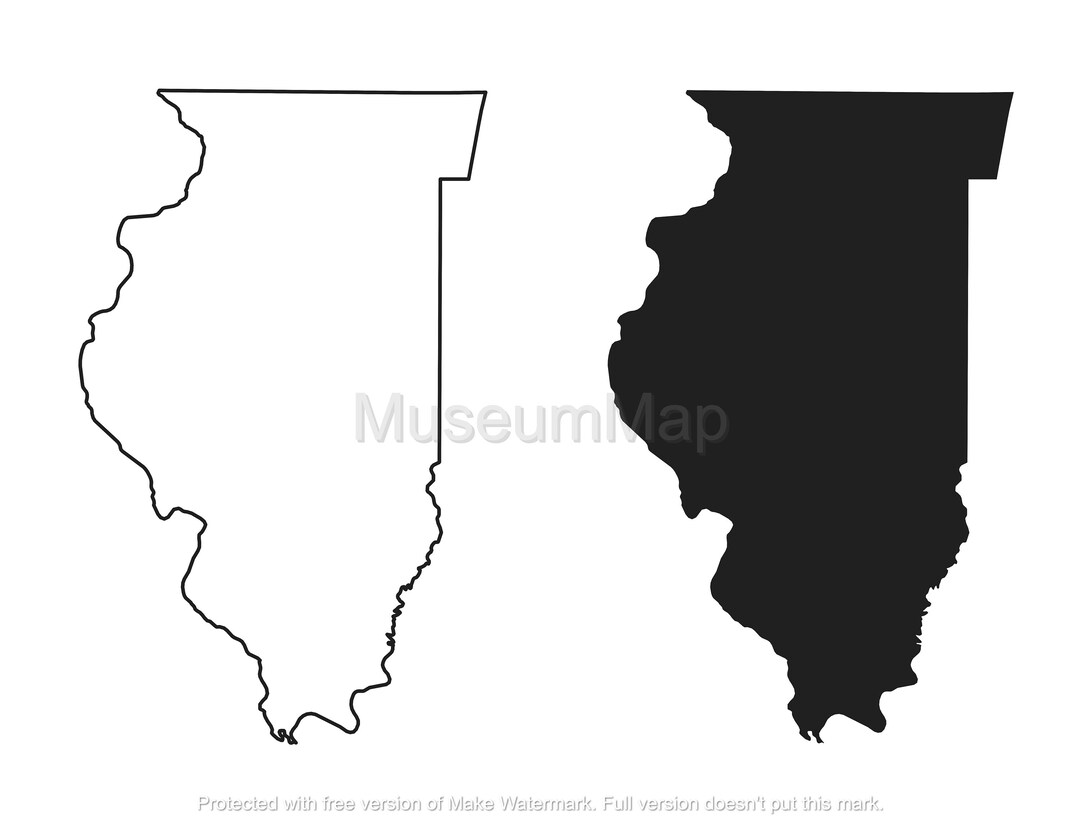 Illinois Map Svg Outline Includes Svg Eps Png Jpg Dxf - Etsy