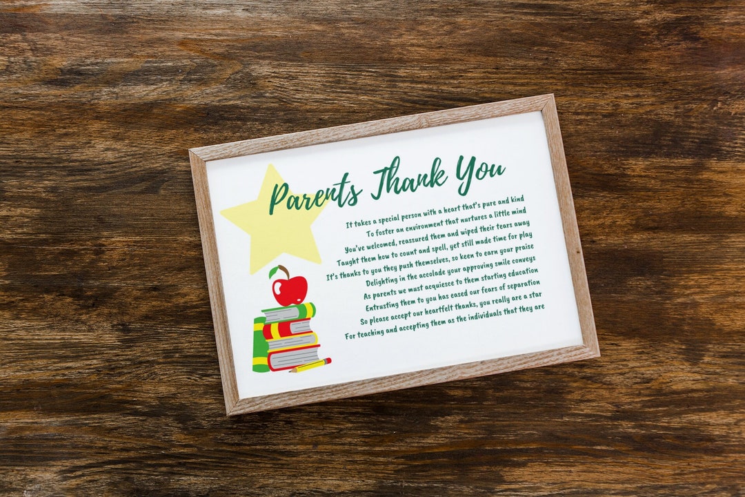 Digital Download Parents Thank You Teacher Appreciation Poem Special ...