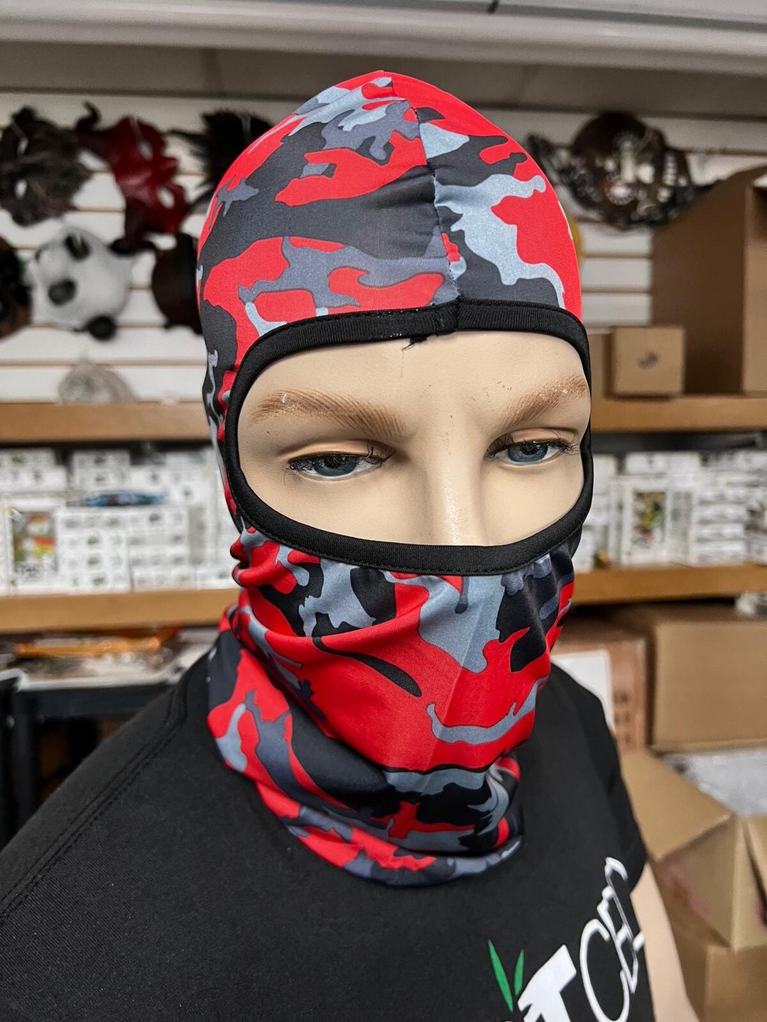 Popstar Trendy Red Camouflage Ski Mask Kpop Adults Kids - Etsy