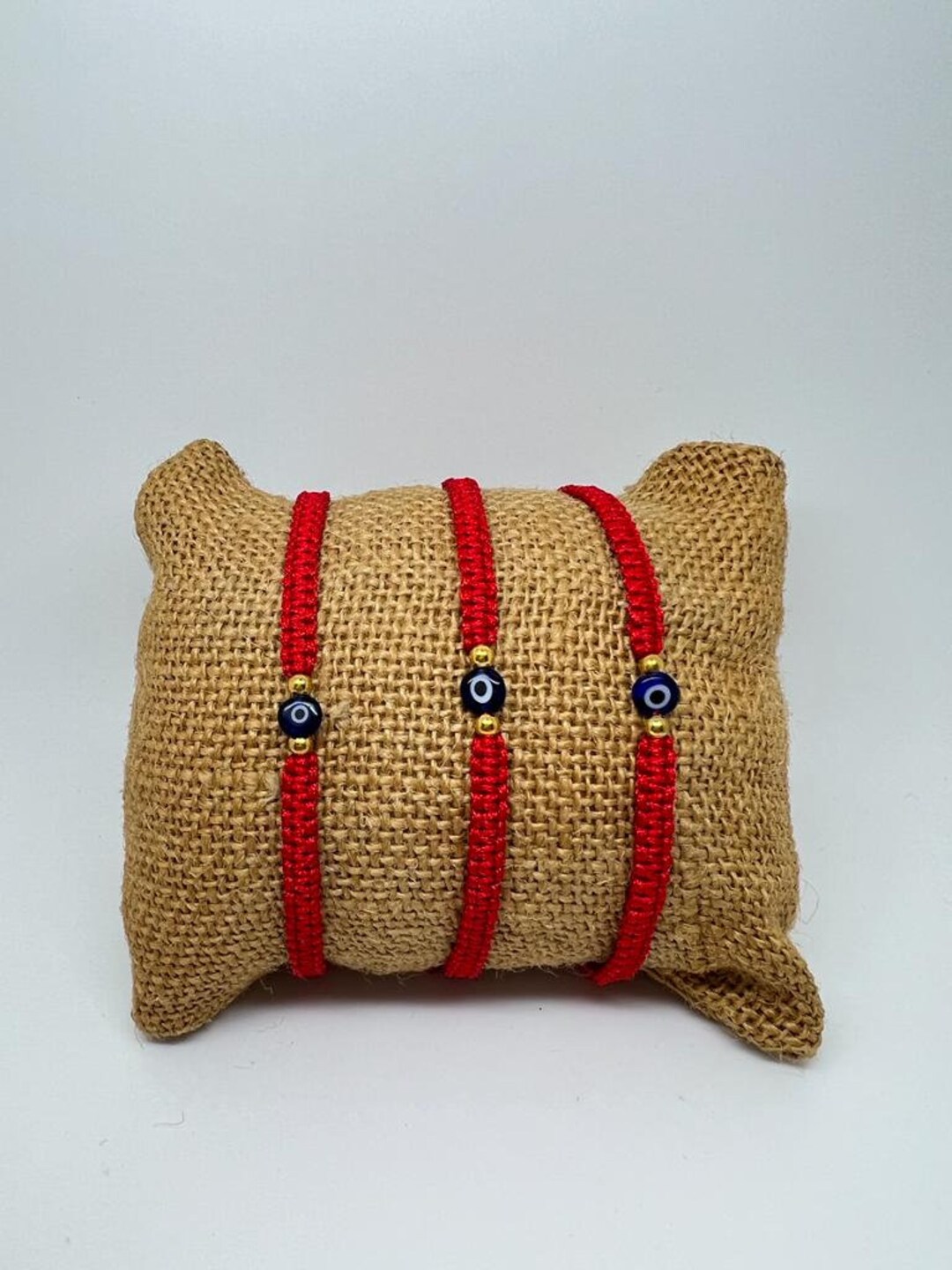 X3 Trendy Red Macrame Bracelet Blue Evil Eyes Unisex - Etsy