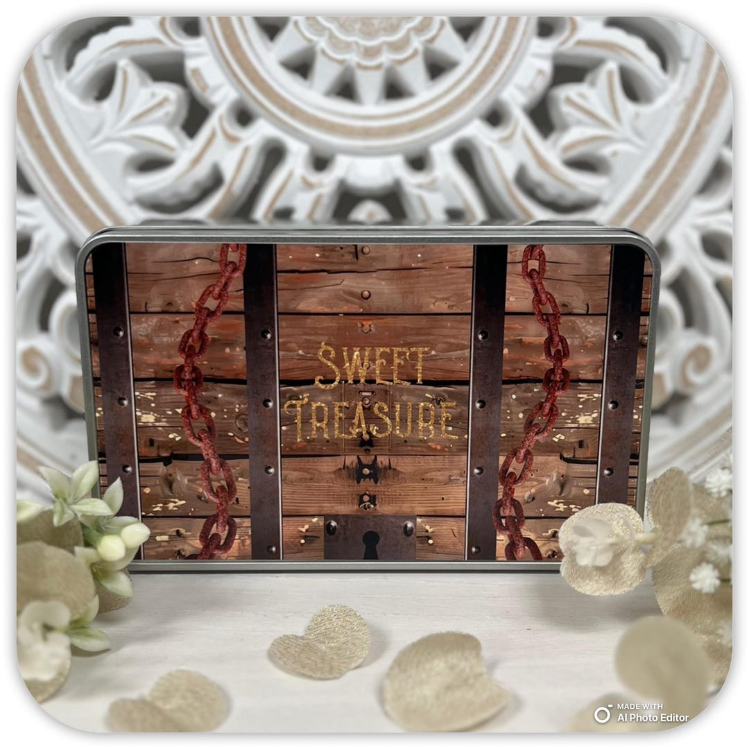 Personalised Treasure Chest Tin | Custom Name Keepsake Box | White or ...