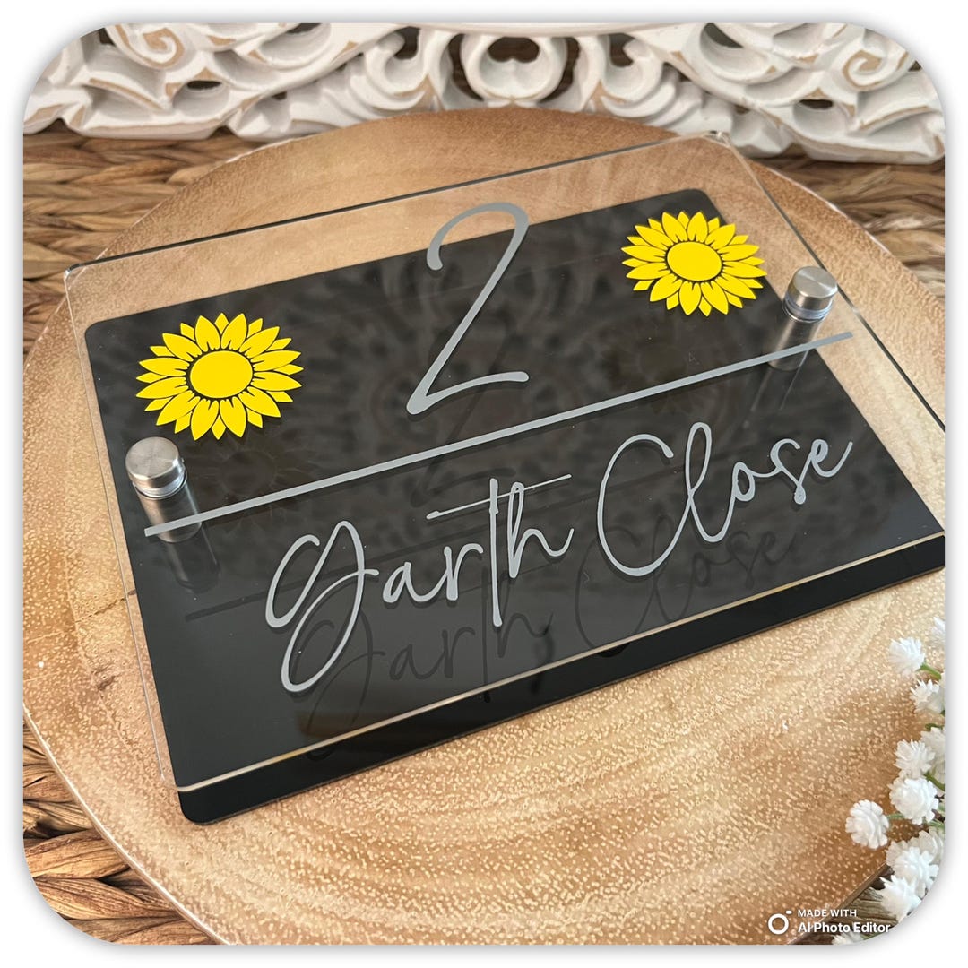 Personalised Sunflowers House Number and Road Door Sign - Etsy