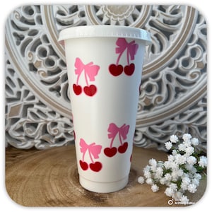 Personalised Cherry Bow Cold Cup With Straw and Lid - Etsy