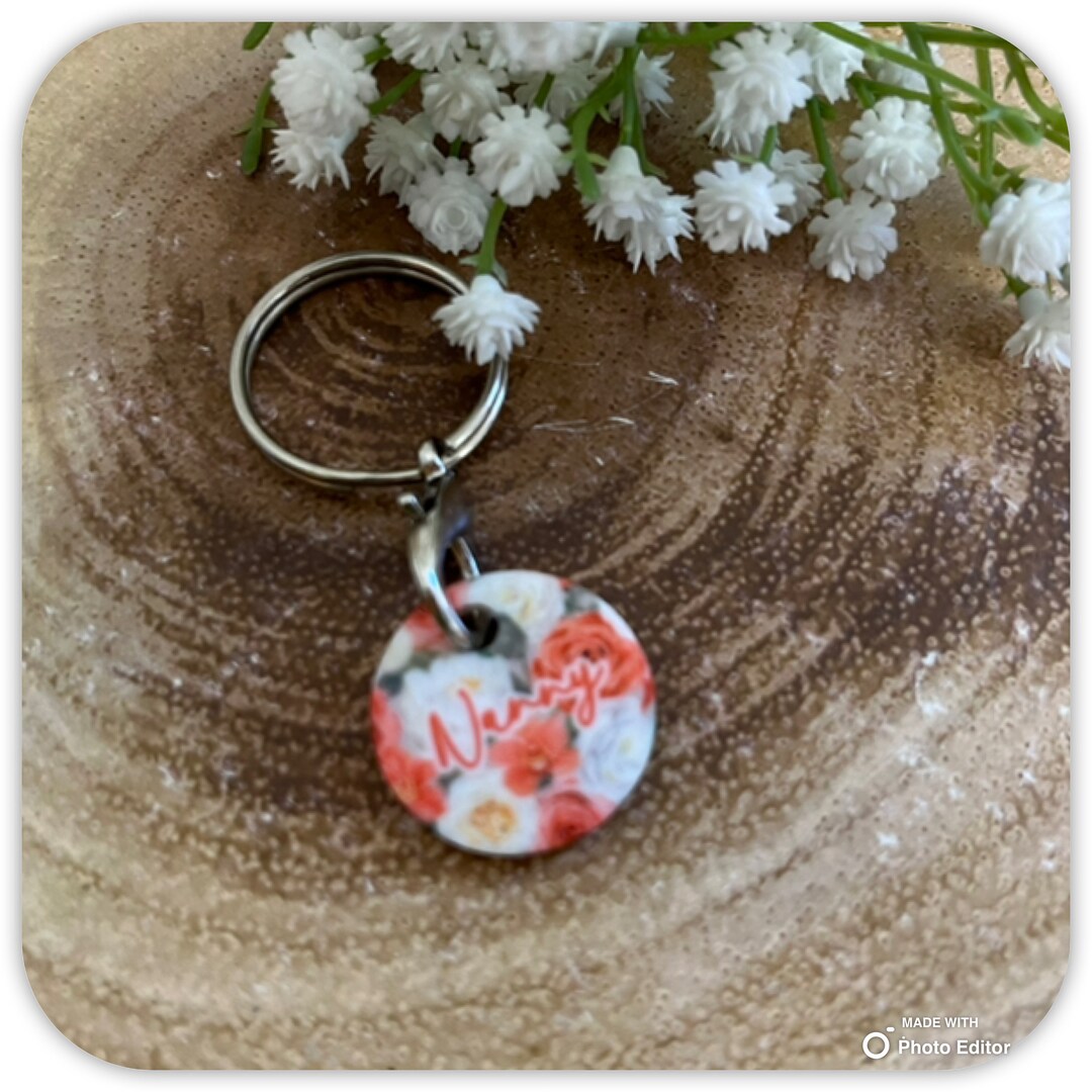 Personalised Pink Floral Trolley Token - Etsy