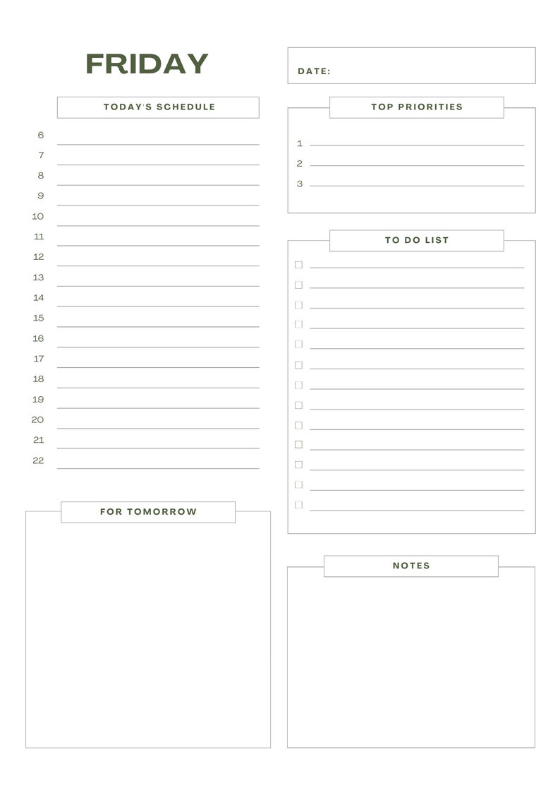 Green Daily Planner for School and Business. Keep Track of Your Time ...