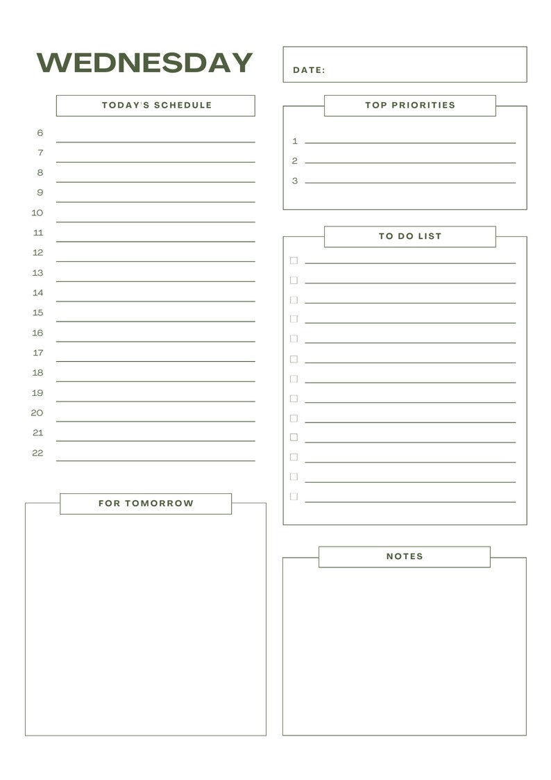 Green Daily Planner for School and Business. Keep Track of Your Time ...