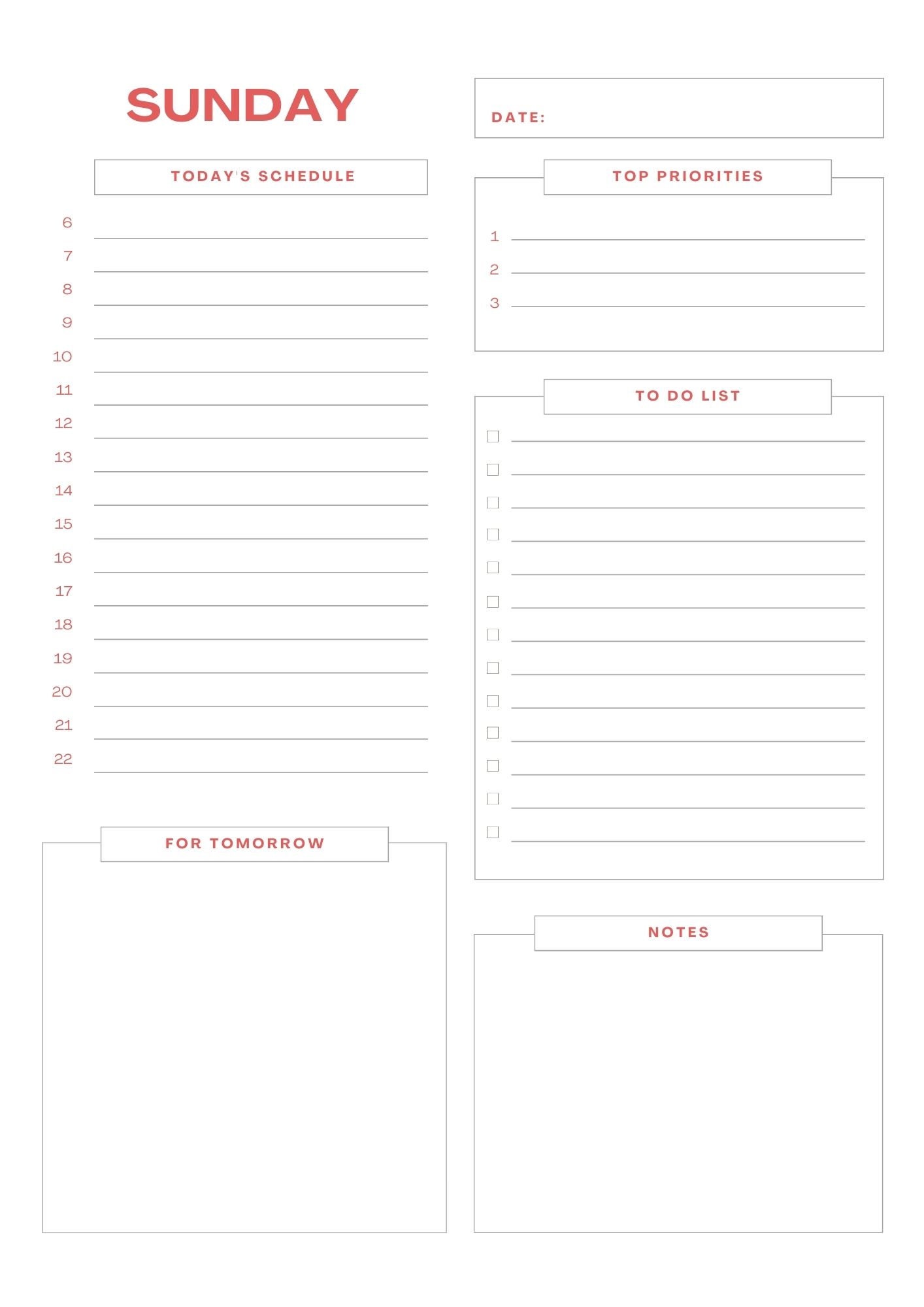 Daily Planner for Each Day of the Week RED. Organize Schoolwork, Life ...