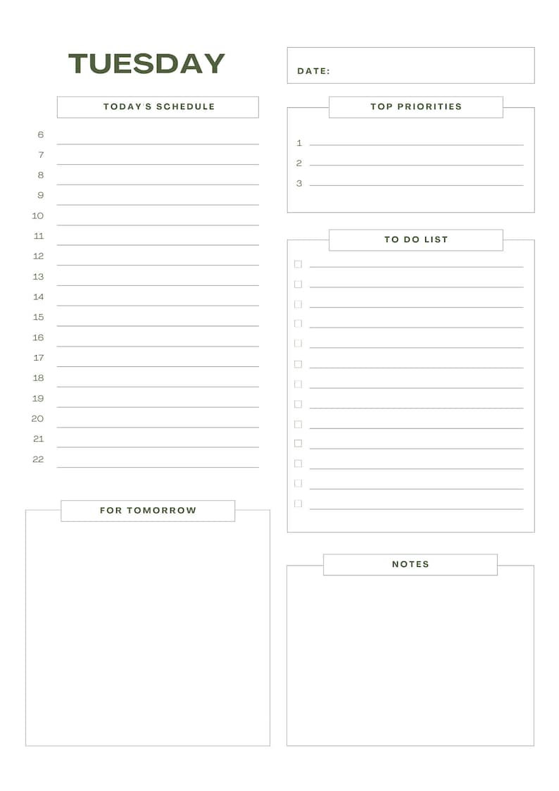 Green Daily Planner for School and Business. Keep Track of Your Time ...