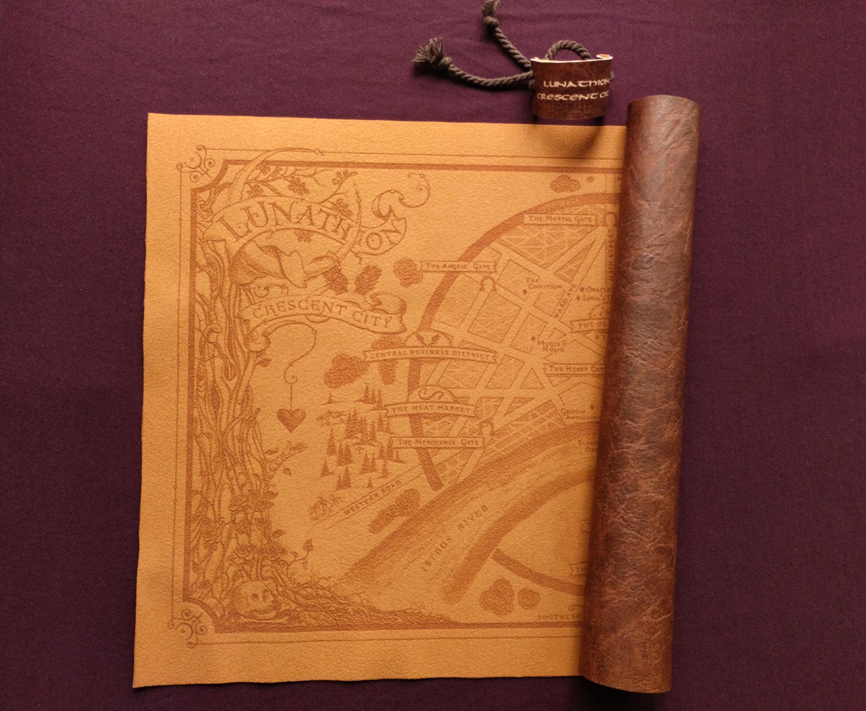 Faux Leather Map of Lunathion, Crescent City, Book Fantasy Map, Larp ...
