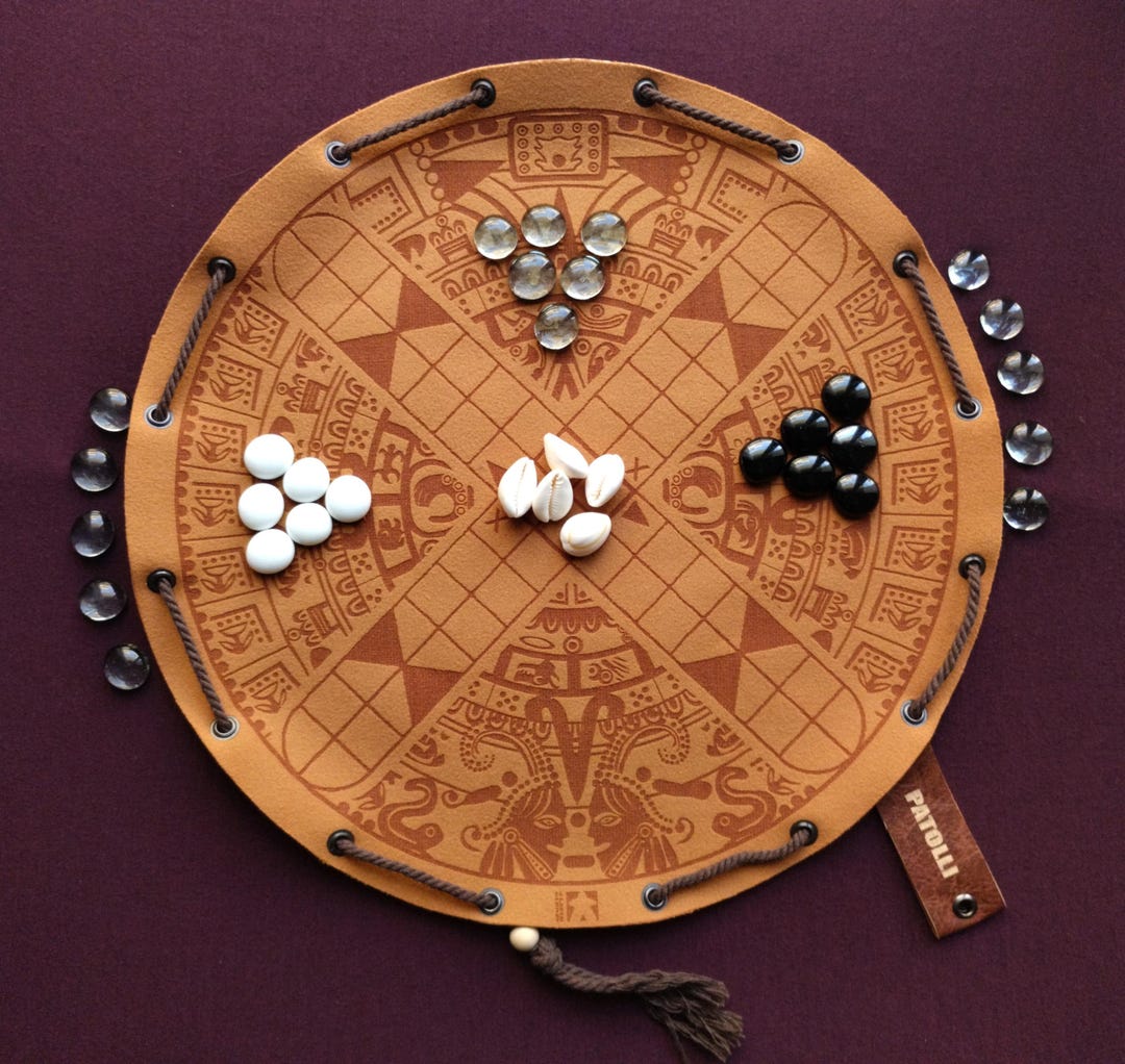 Patolli Ancient Mayan Historical Board Game in Faux Leather Pouch, 35cm ...