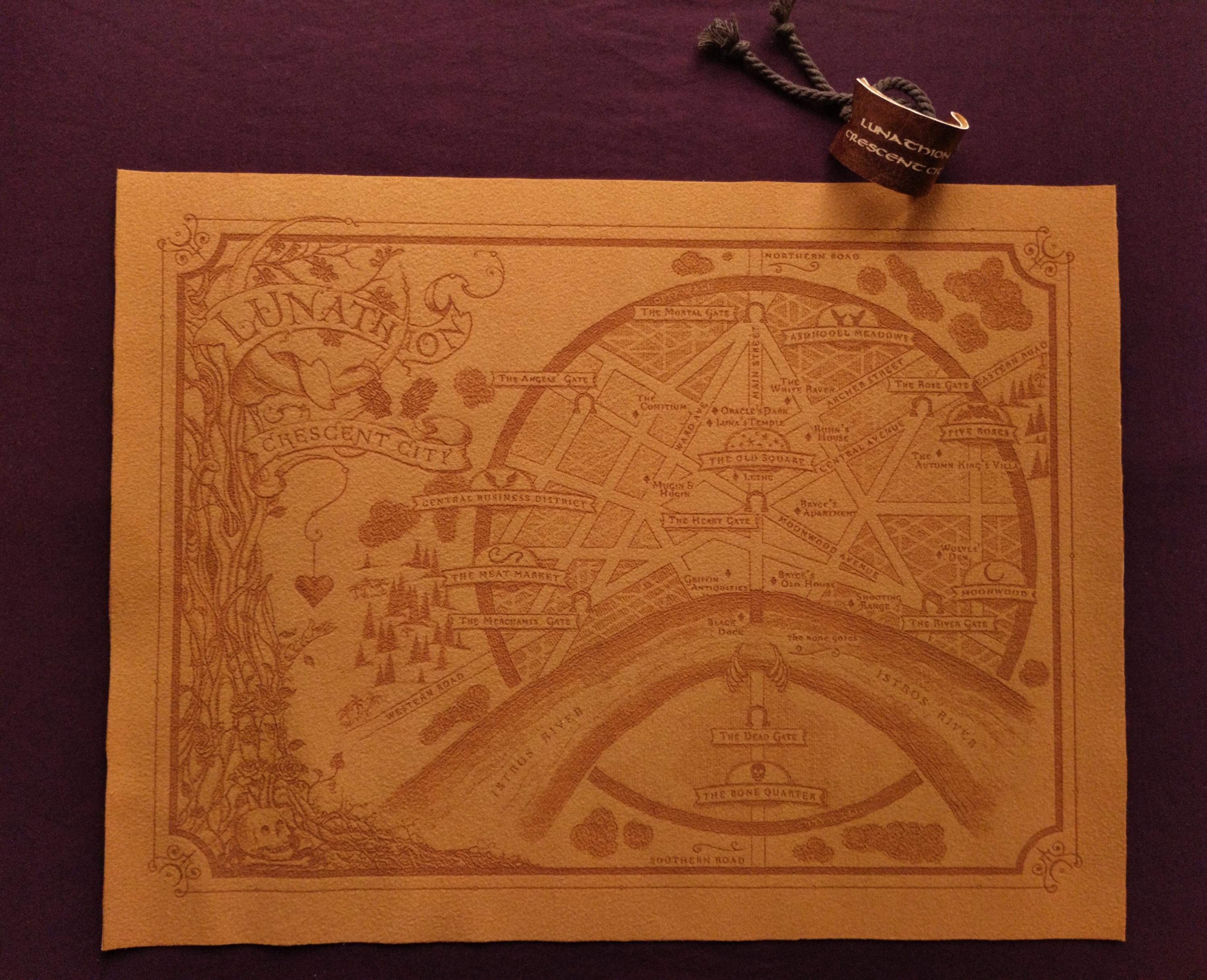 Faux Leather Map of Lunathion, Crescent City, Book Fantasy Map, Larp ...