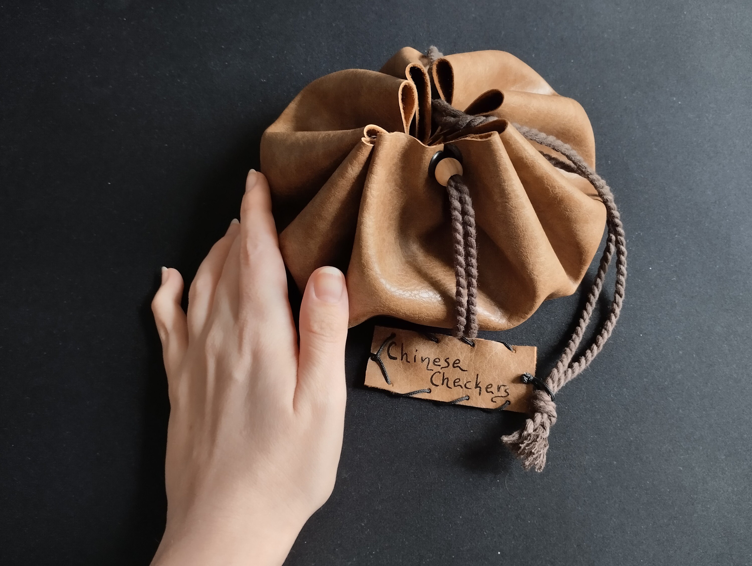 Chinese Checkers Board Game in Faux Leather Pouch, Stern Halma 35cm, 13 ...