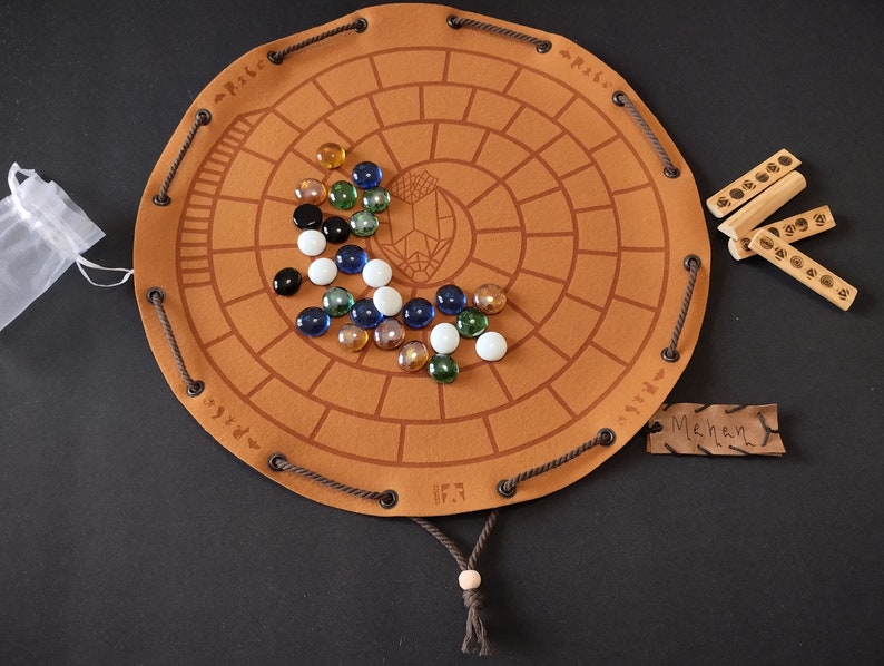 Mehen Historical Ancient Egyptian Board Game in Faux Leather Pouch ...