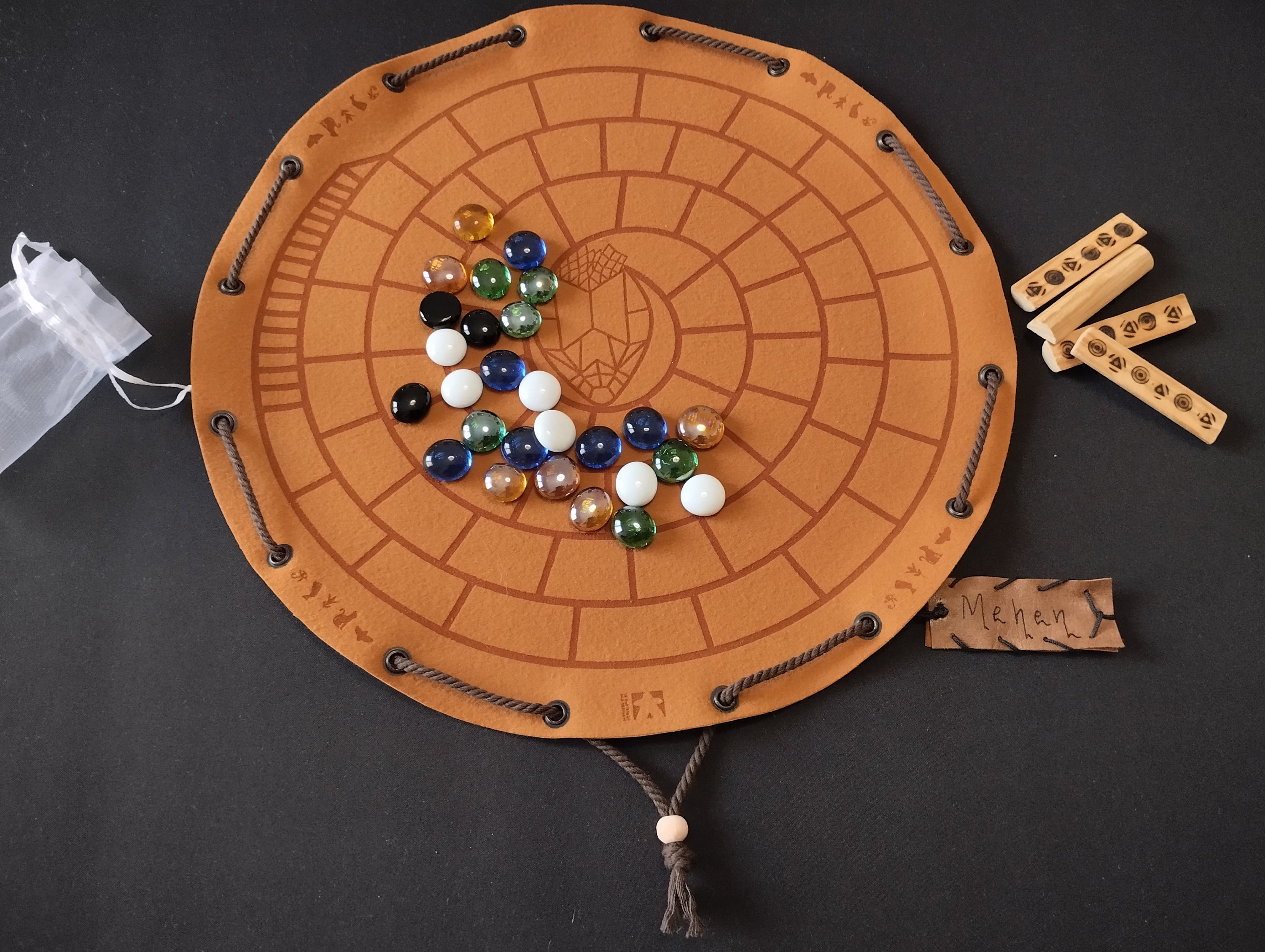 Mehen Historical Ancient Egyptian Board Game in Faux Leather Pouch ...