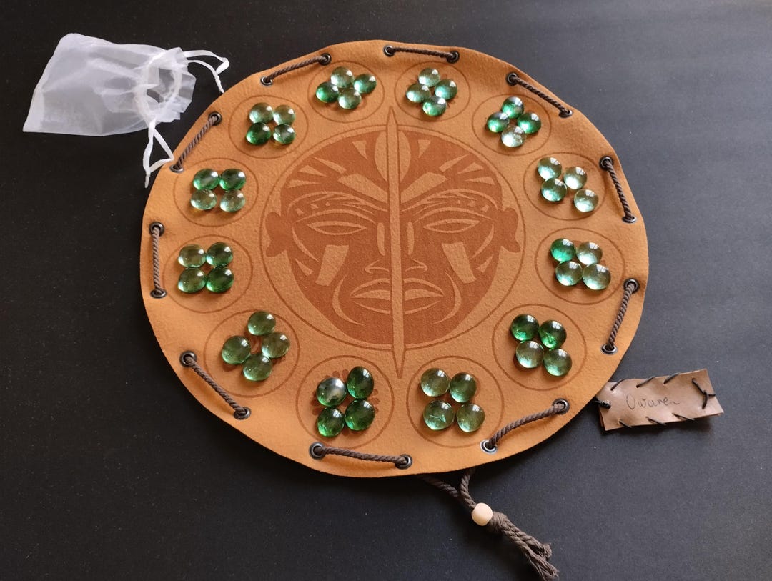 Oware Board Game: Ancient African Mancala Game in Faux Leather Pouch - Etsy