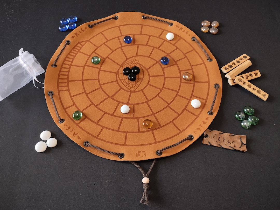 Mehen Historical Ancient Egyptian Board Game in Faux Leather Pouch ...