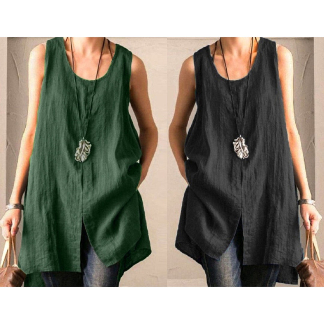 Summer Sleeveless Split Tank Top Solid Party Shirt Beach - Etsy