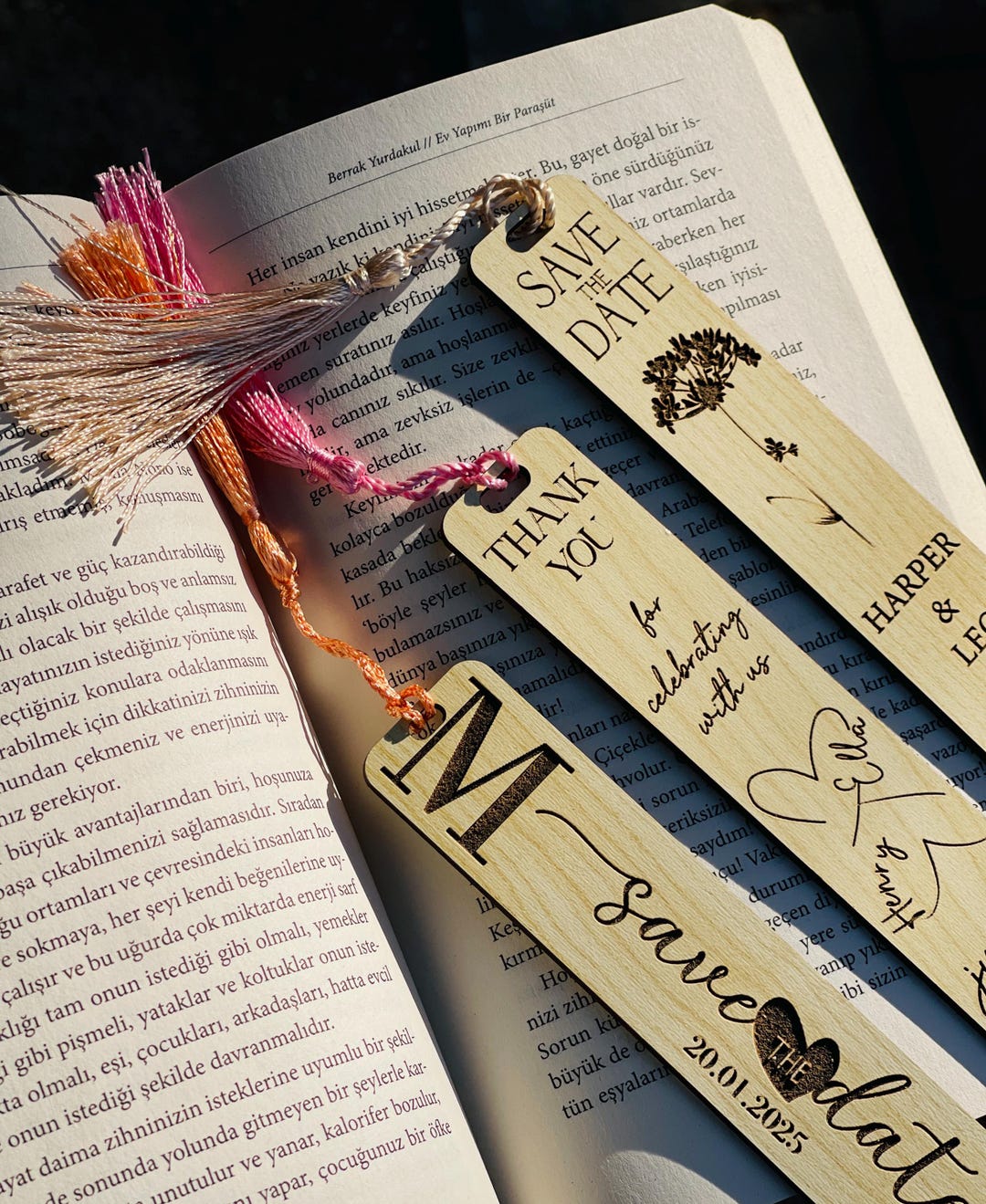 Personalized Wooden Bookmark, Engraved Wooden Bookmark for Guests ...